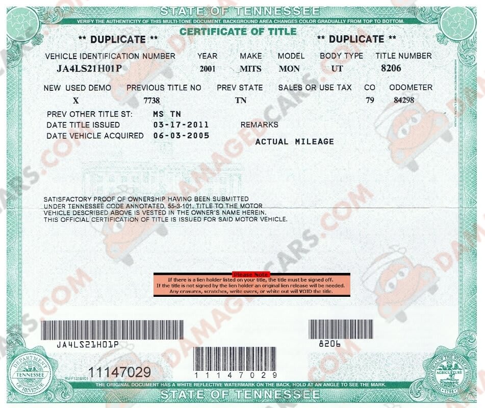 What Does a Car Title Look Like? Examples by State - AxleAddict